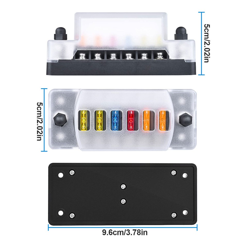 6 Way Auto Car Marine Blade Fuse Box Block Holder Label Sticker ...