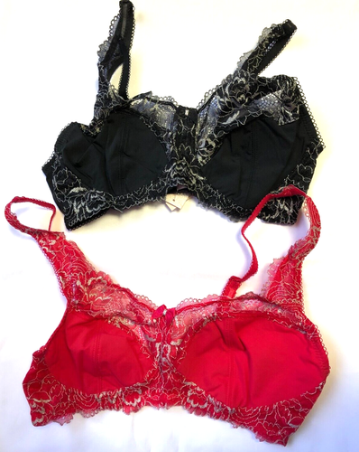 Pretty Secrets Bras 34D Pk2 Black and Red Full Cup Non-Wired Ella 592 ...