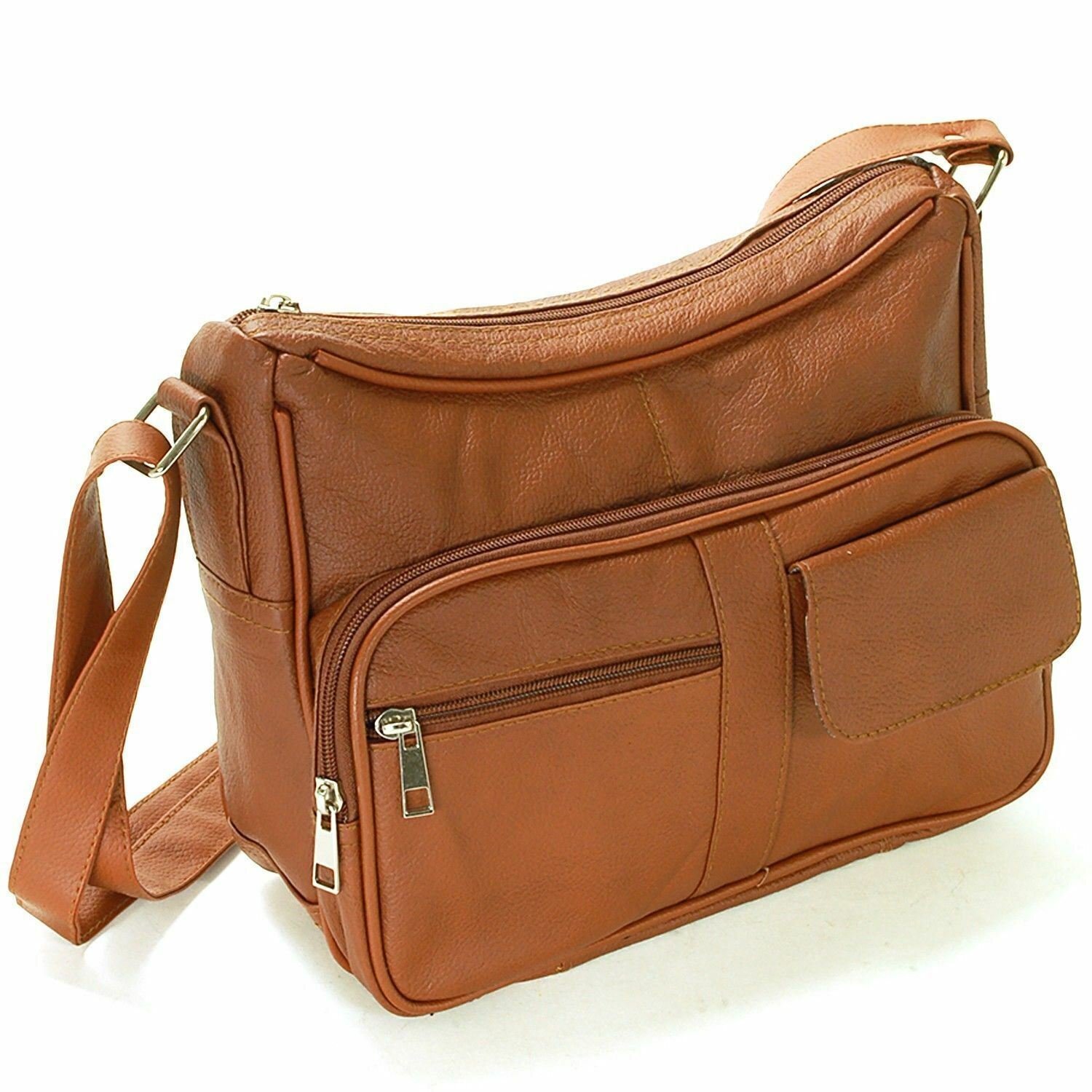 Women's Leather Organizer Purse Shoulder Bag Multiple Pockets Cross ...