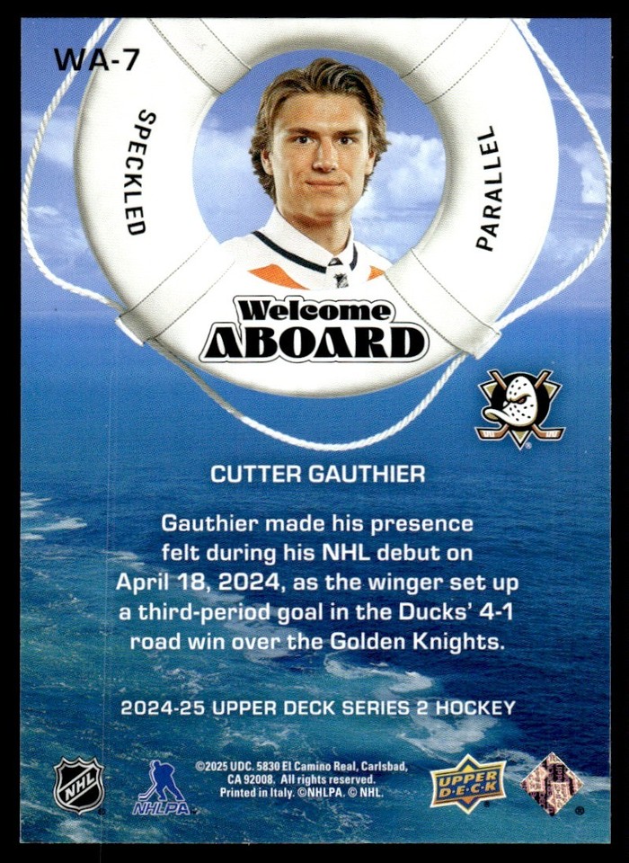 2024-25 Upper Deck Series 2 Cutter Gauthier Anaheim Ducks #WA-7 | eBay