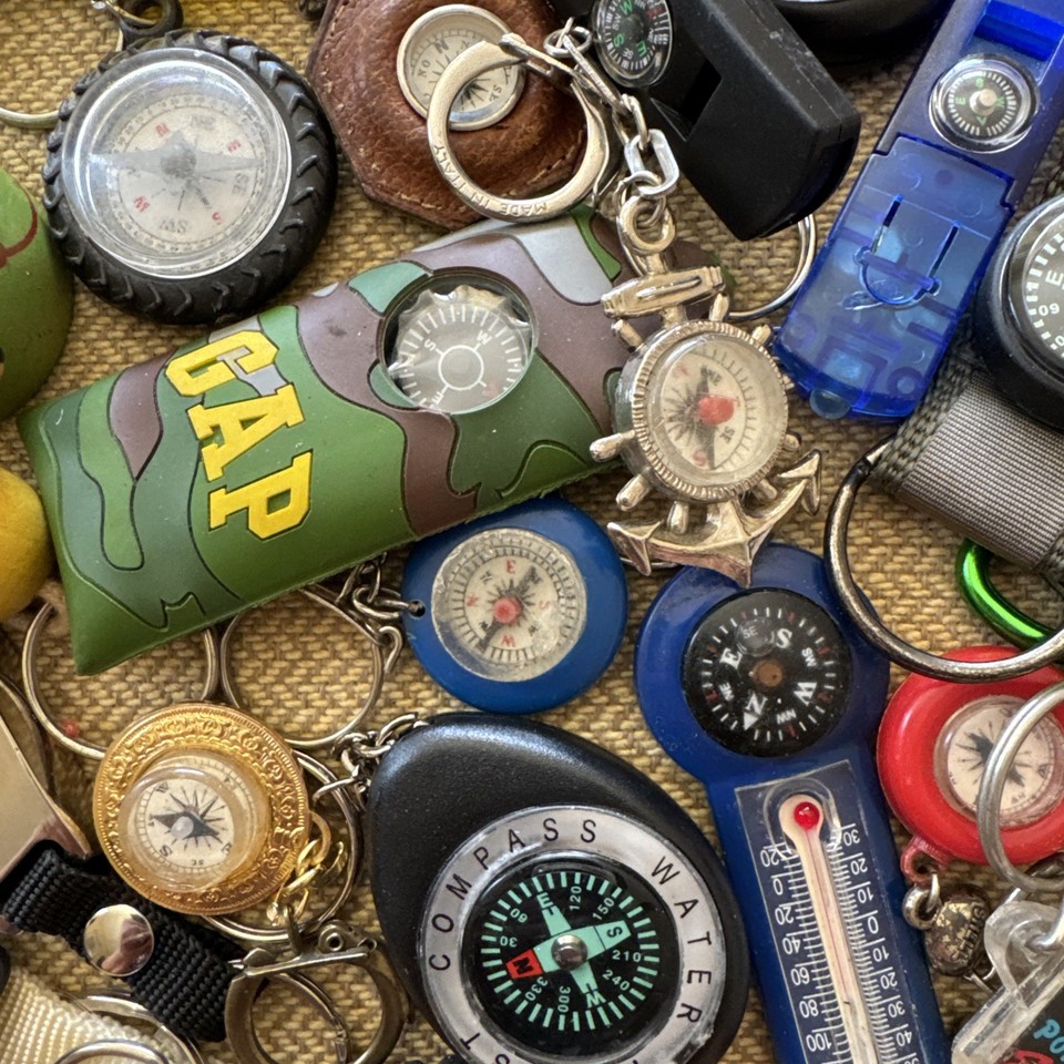 Vintage Keychain Lot Compass Compasses 113 Huge Collection One Price ...