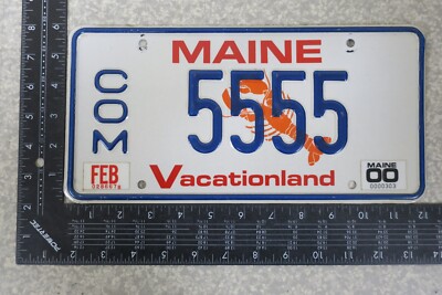2000 00 MAINE ME LICENSE PLATE TAG 5555 COMMERCIAL ALL 5'S 5555 NATURAL ...