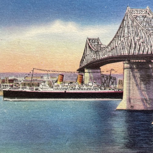 Antique 1930s White Star Line RMS Doric Under Montreal Bridge Postcard ...