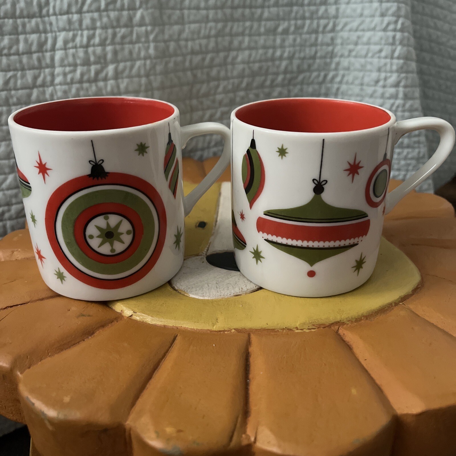 Holiday by JSC 2 Retro Atomic Small Mugs Vintage Ornaments Christmas | eBay