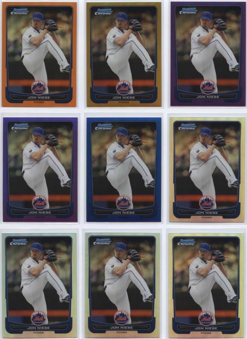 Lot of (141) Jon Niese 2012 Bowman Chrome COLOR Cards - New York Mets ...