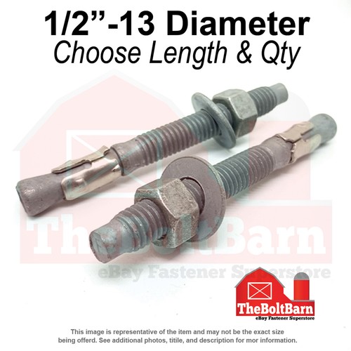 1/2"-13 Grade 2 Wedge Anchor Coarse Thread Galvanized (Choose Length ...