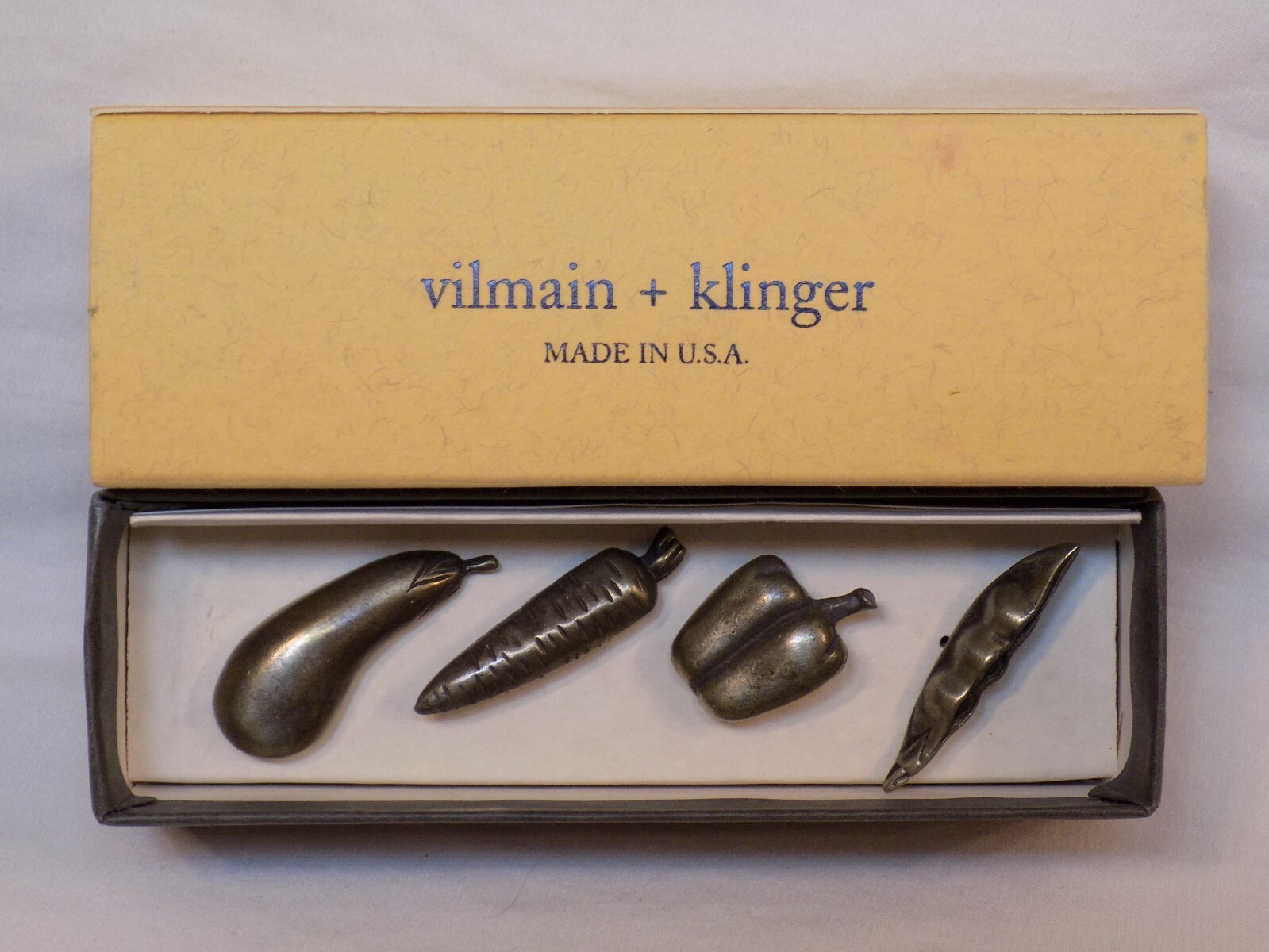 Vilmain & Klinger VK Pewter Push Pins Vegetables Peas Carrot Pepper ...