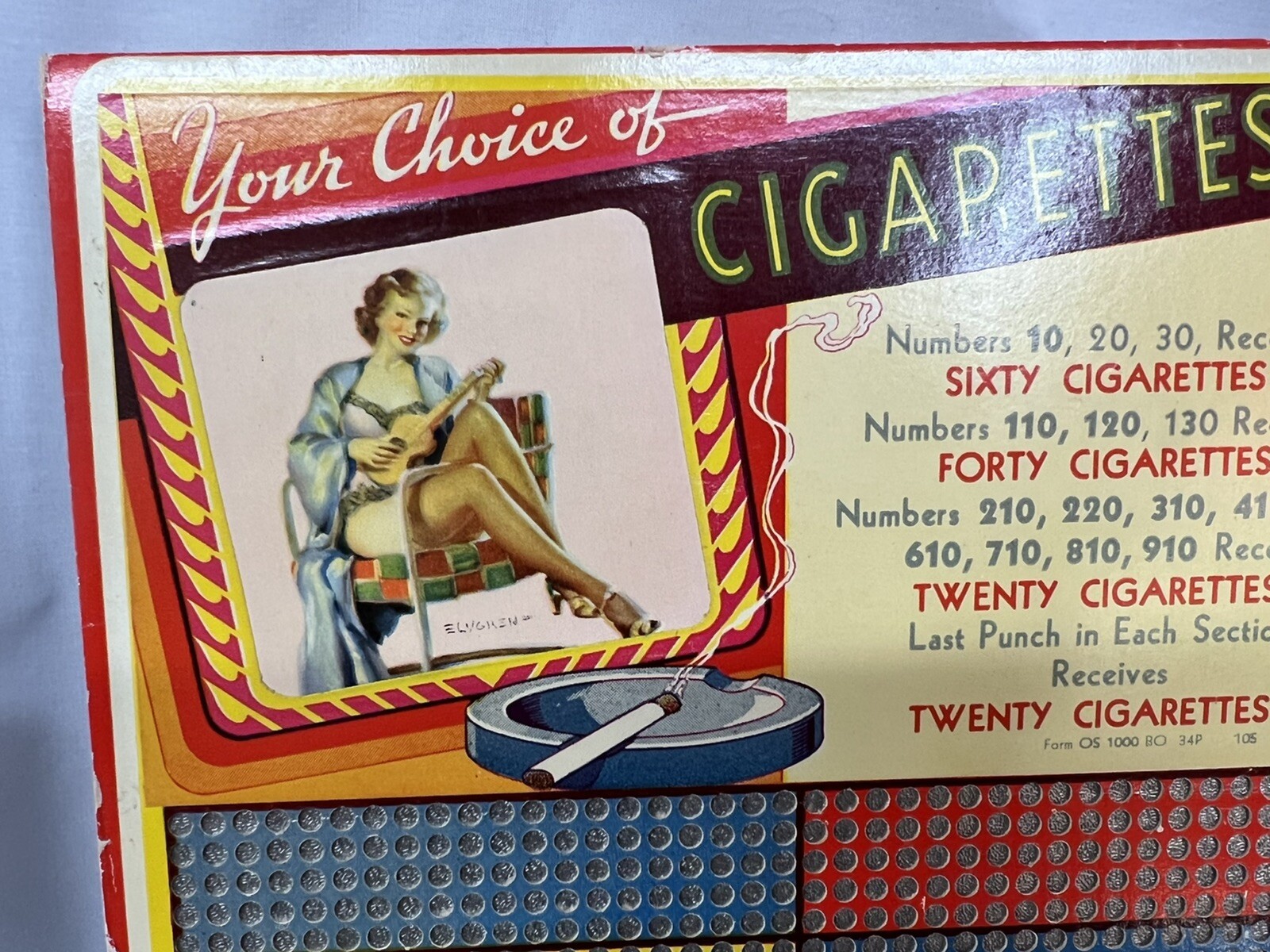 Vintage PENNY One Cent Punch Board Trade Stimulator Cigarettes Hamilton ...