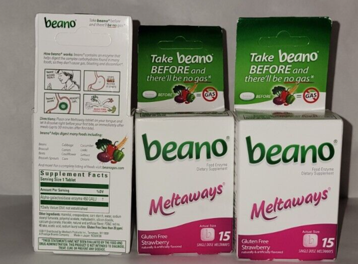 Beano Meltaways Food Enzyme Dietary Supplement 15 Pack 3 Count Packages ...