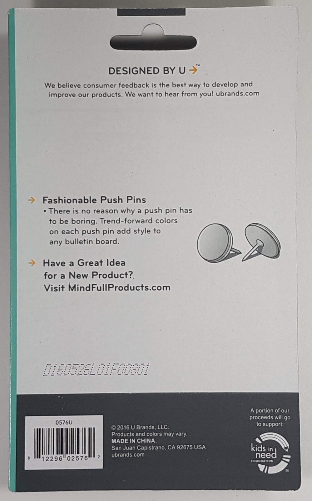 2x Push Pins U Brand Asorted Designs Colors Silver Prongs Funky Cool ...