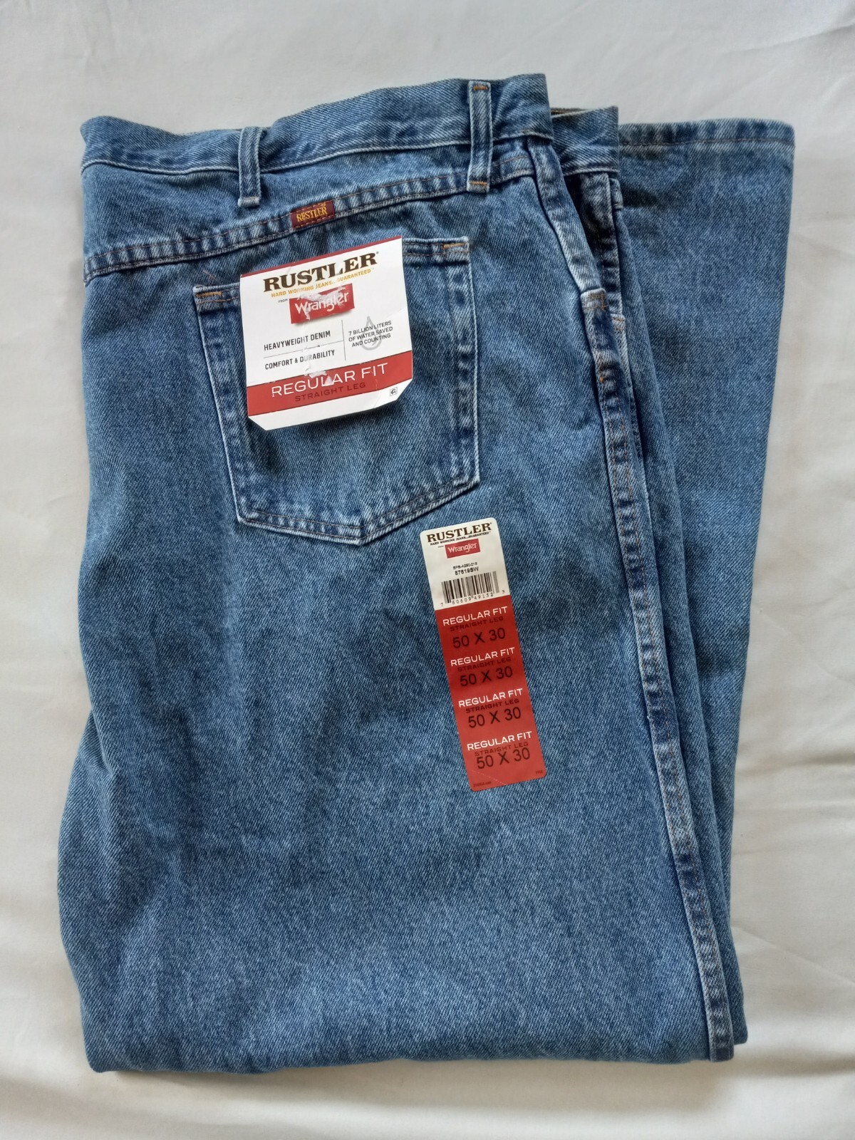NEW Men's 50x30 Rustler by Wrangler Classic Regular Fit Straight Leg ...