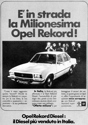 1970 Opel Rekord Diesel auto Vintage Print Ad pubblicità più venduta in ...