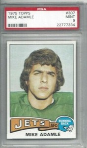 1975 Topps football card #307 Mike Adamle, New York Jets graded PSA 9 ...