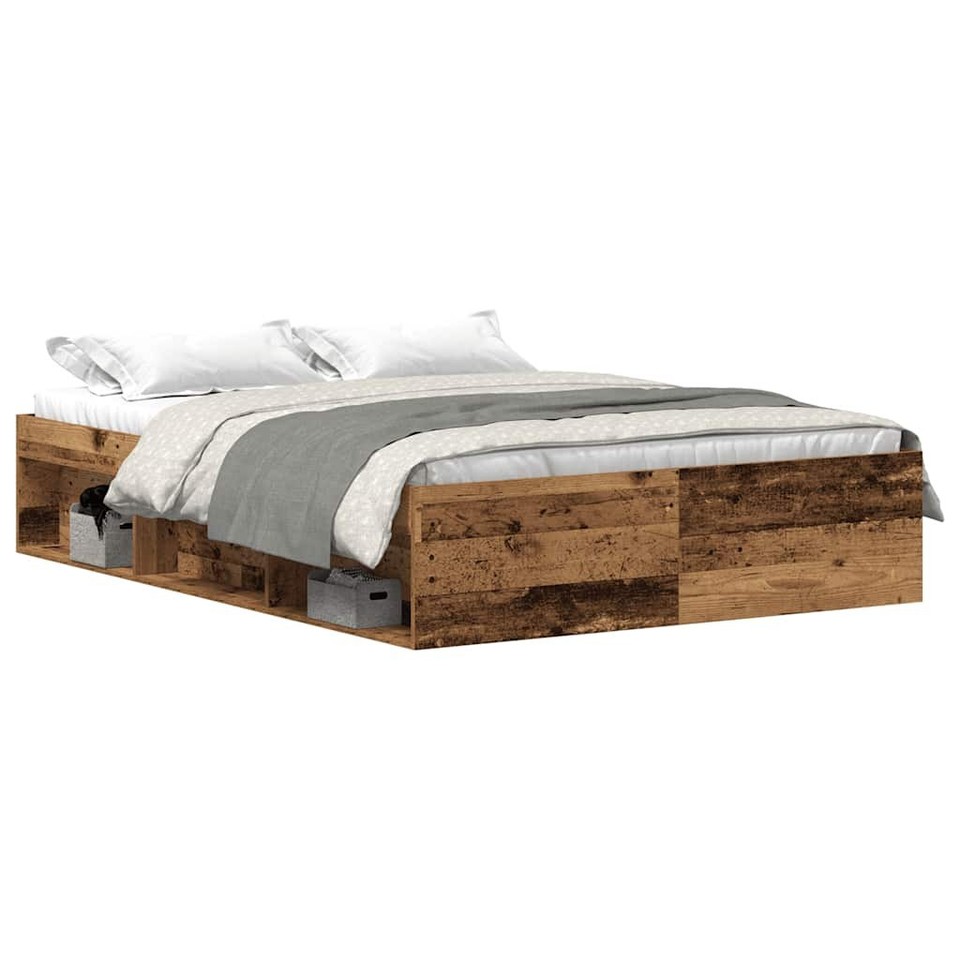 Bed Frame without Mattress Old Wood 135x190 cm Engineered Wood | eBay UK