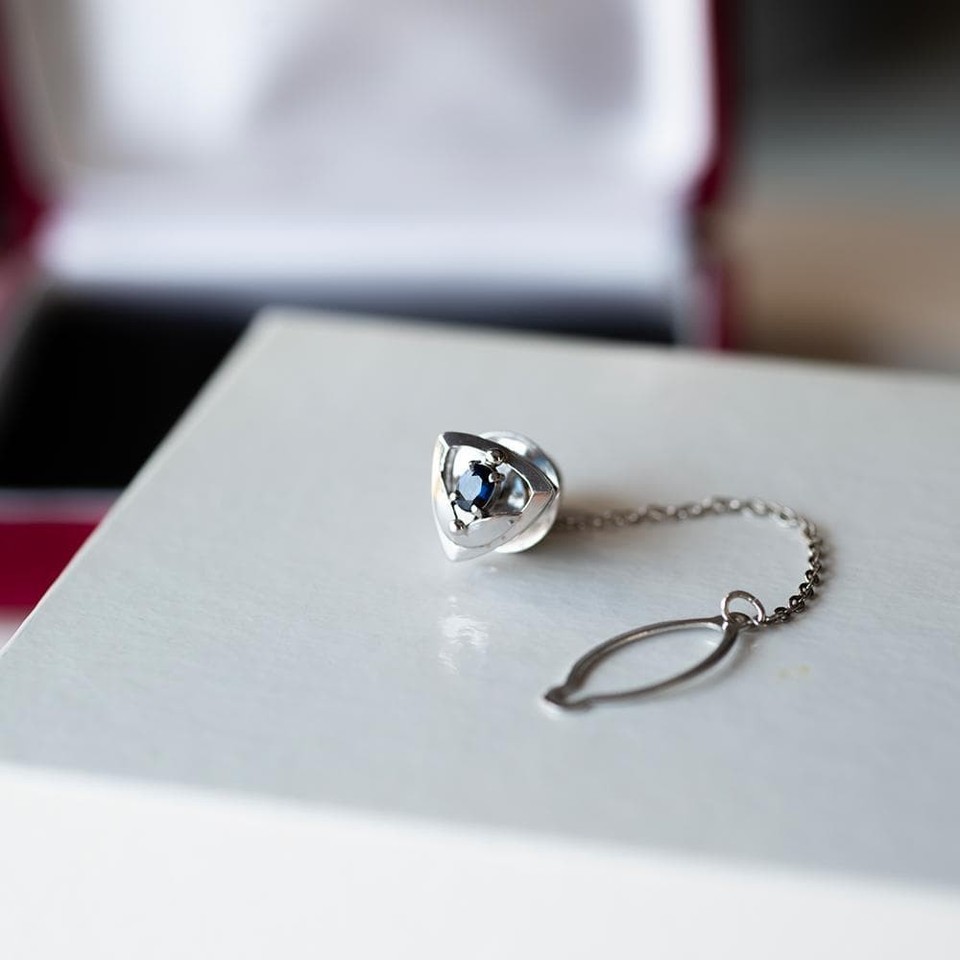 blue sapphire and white gold Tie Clip / Tie Bar | eBay