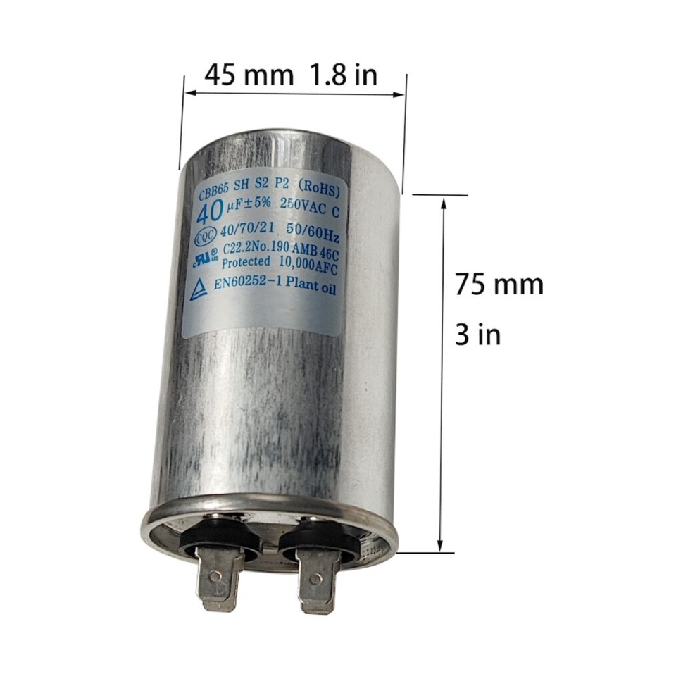 CBB65 Run Capacitor 40 uf/MFD uf MFD 250VAC 250V AC 40uF 40MFD SH small ...