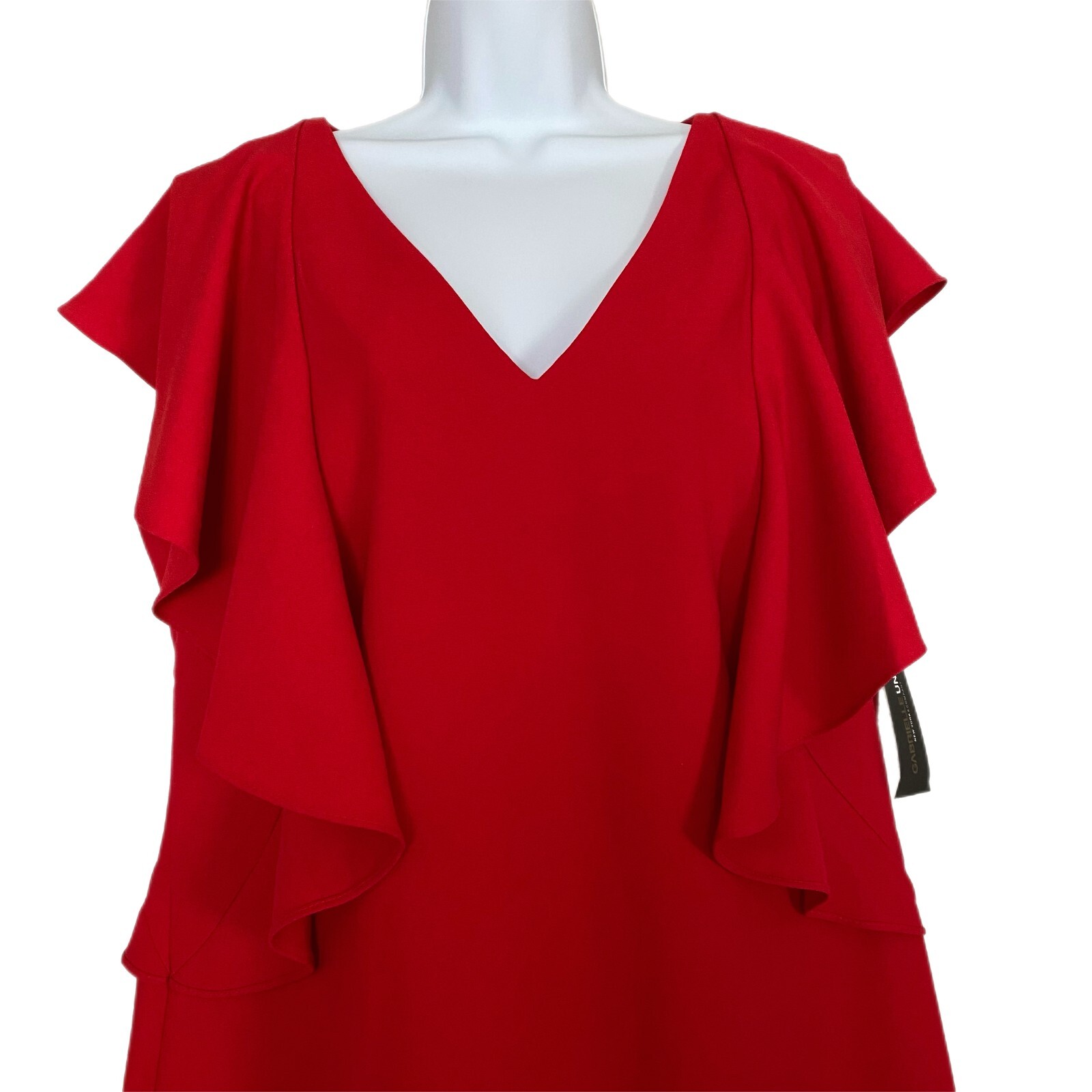 Gabrielle Union NY&CO Red Ruffle Sleeve Lined Knee Length Shift Dress ...