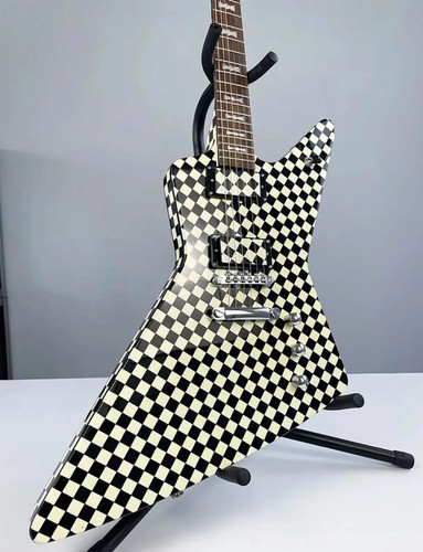 Rare Hand Work Checkerboard Electric Guitar Bowtie Inlay Chrome ...