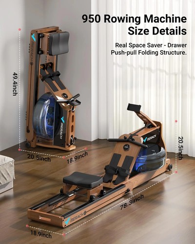Rowing Machine Foldable Wooden Water Electromagnetic Rower Machine Exclusive App | eBay