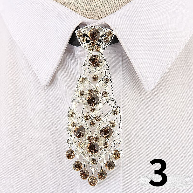 Women Rhinestone Necktie Tie Men Crystal Wedding Club Accessory Necktie ...
