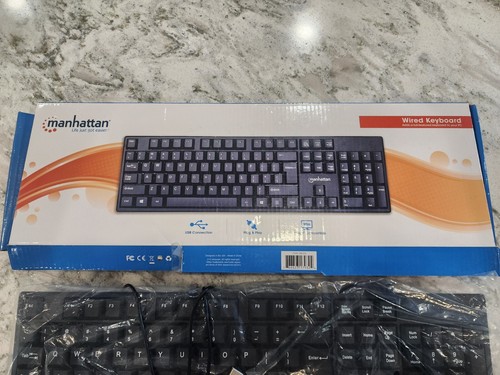 Manhattan 104-key Black Wired Keyboard with Built-in 5 ft. (1.5 m) USB ...