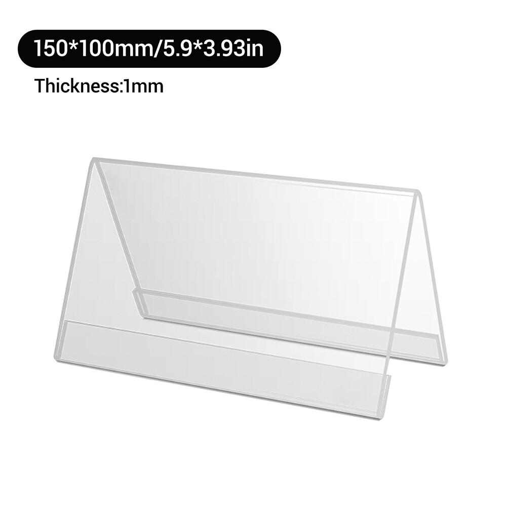 1-10 Pack Acrylic V-Shaped Sign Name Desk Tent Stand Card Holder Price ...