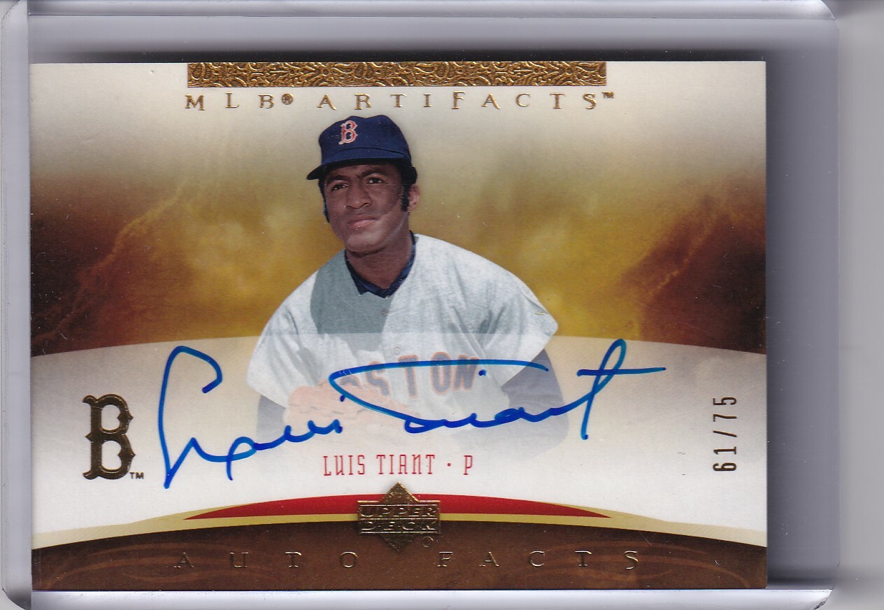 2005 UD ARTIFACTS #LT LUIS TIANT AUTOGRAPH BOSTON RED SOX HOF 61/75 ...