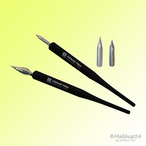 Comic Pen Set: 2 Federhalter + 4 Zeichenfedern Federn Spitzfedern ...