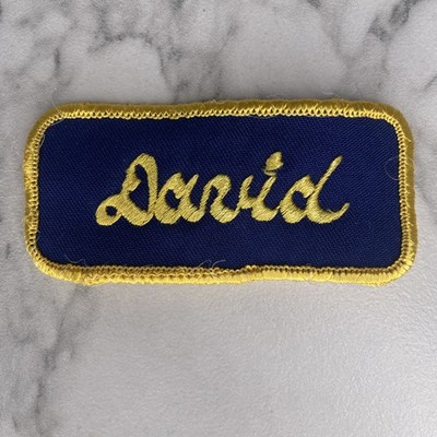 Vintage DAVID Name Tag Work Shirt Job Uniform Embroidered Sew On Patch ...