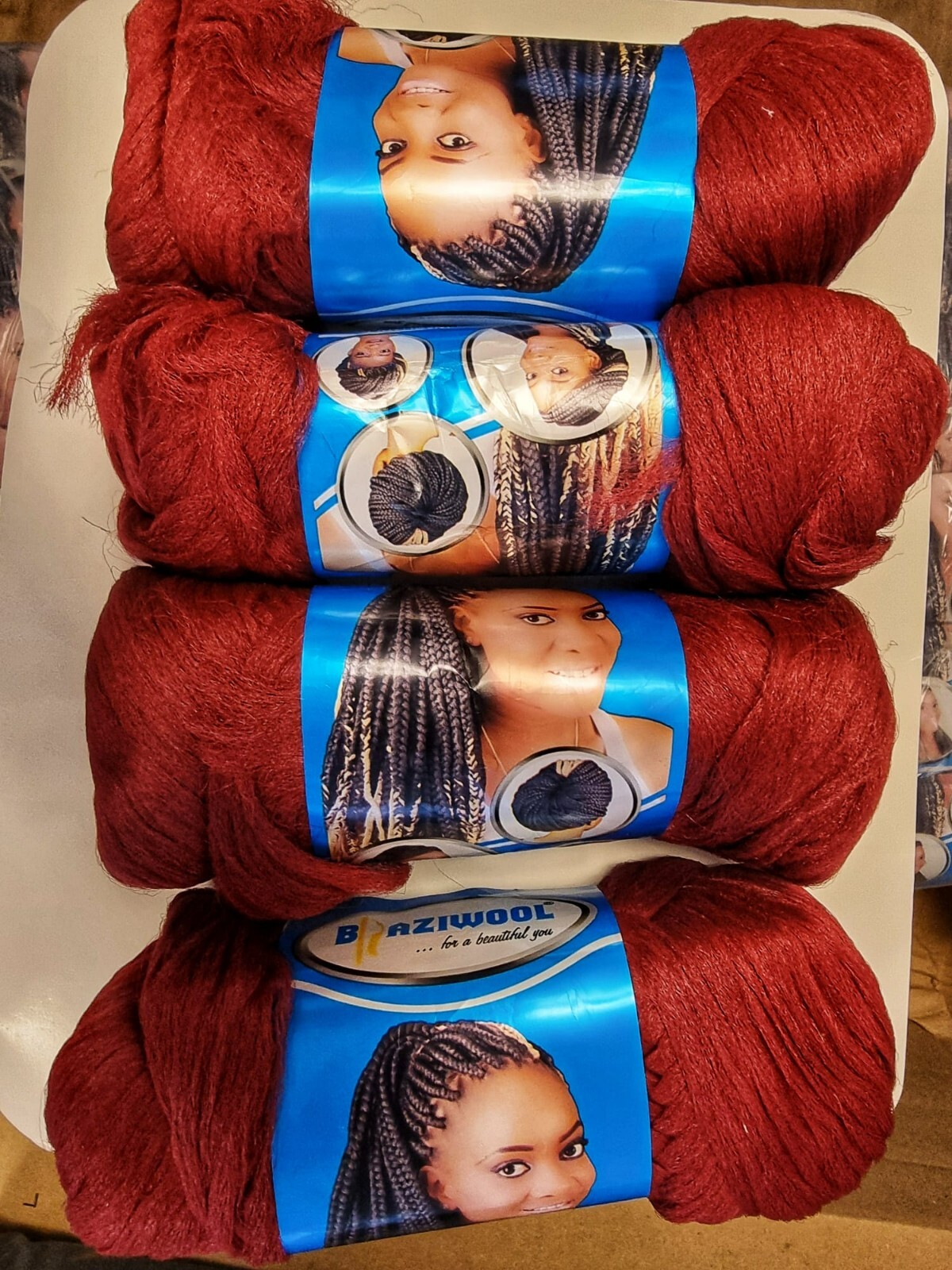 4x Brazilian wool hair: For Faux Locks, Braids ,knitting ,Yarn. WINE ...