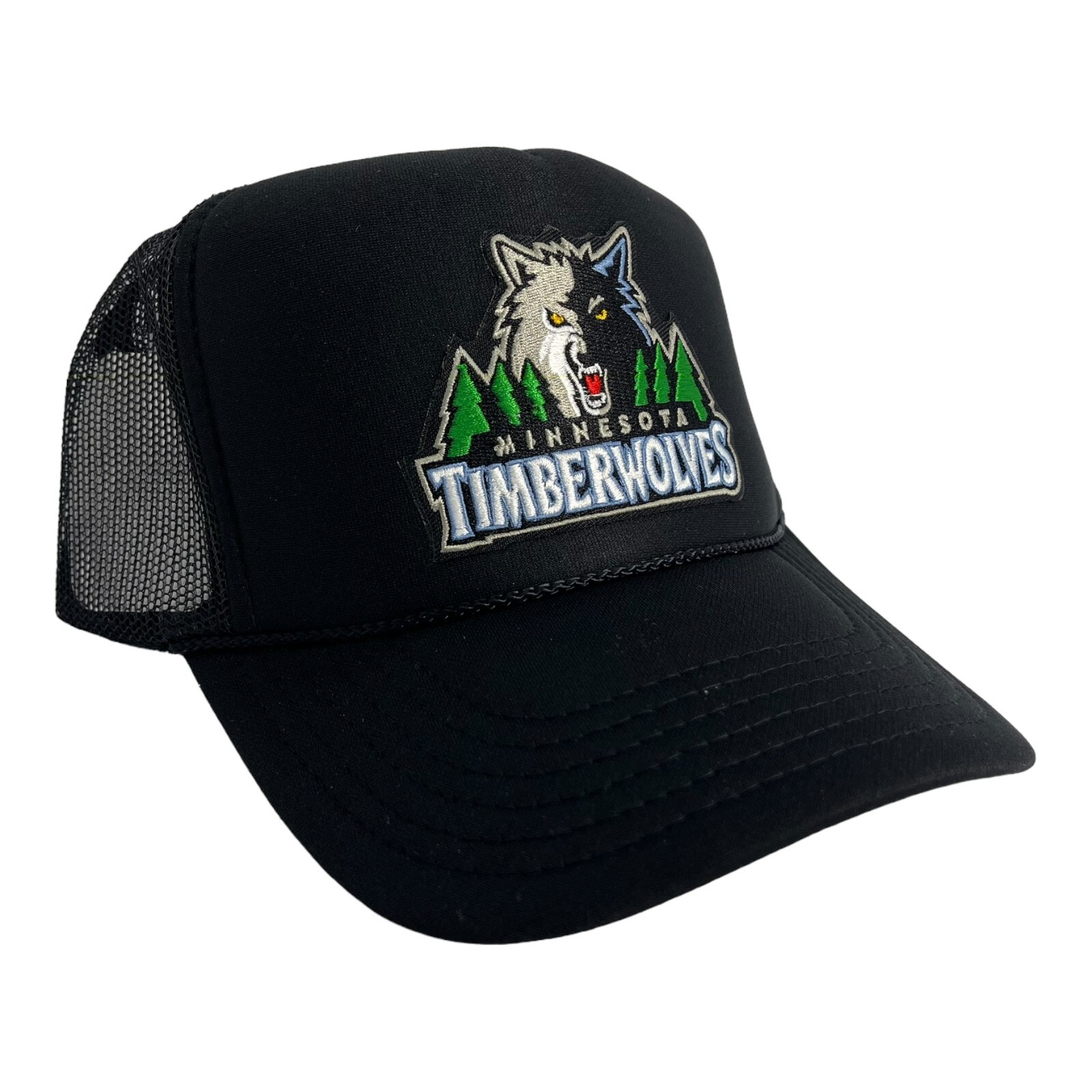 NEW MINNESOTA TIMBERWOLVES BLACK HAT 5 PANEL HIGH CROWN TRUCKER ...