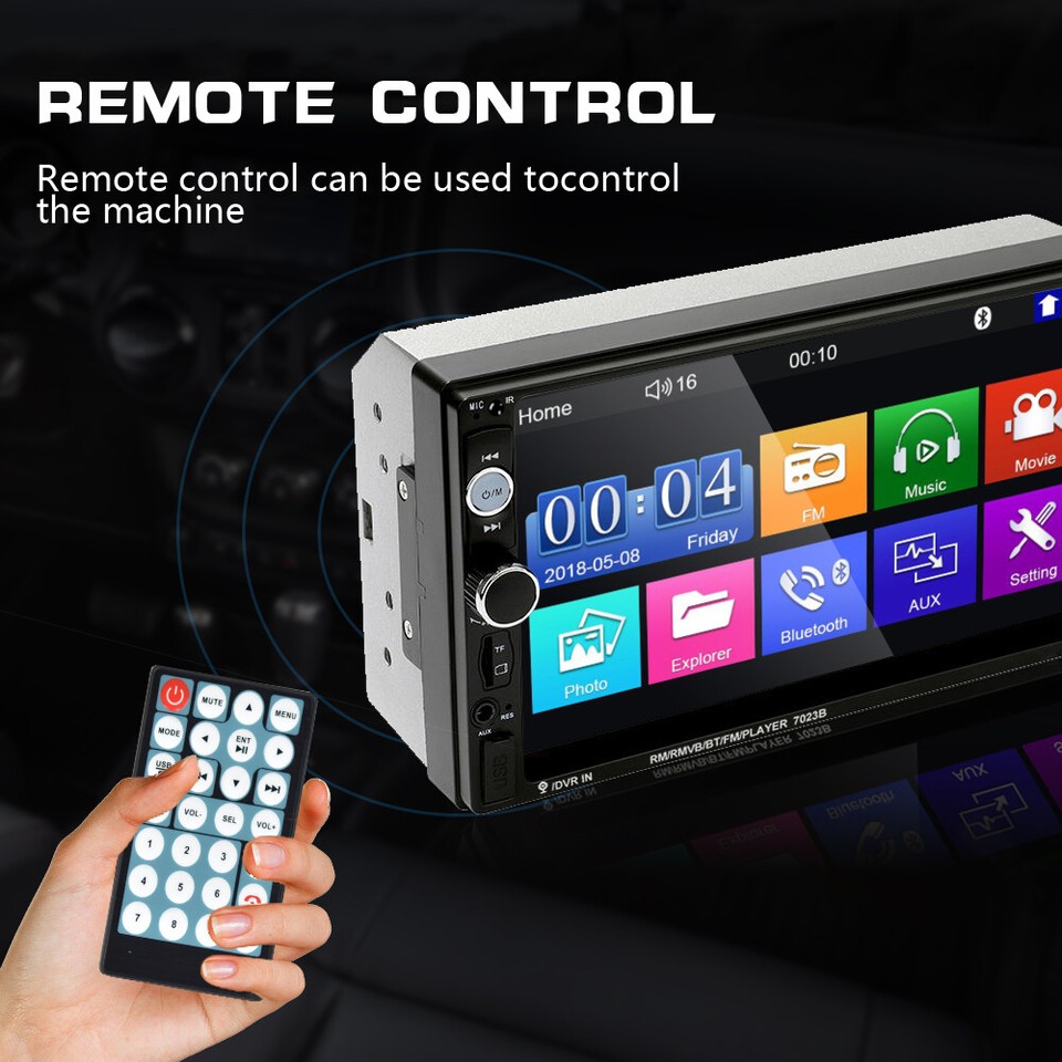 7" Double 2 DIN Car MP5 Player Bluetooth Touch Screen USB SD TF MP5 ...