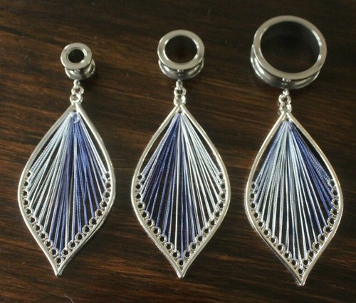 Feather Leaf Web Dangle Charm Earring Ear Plug Tunnel Screw Fit ...