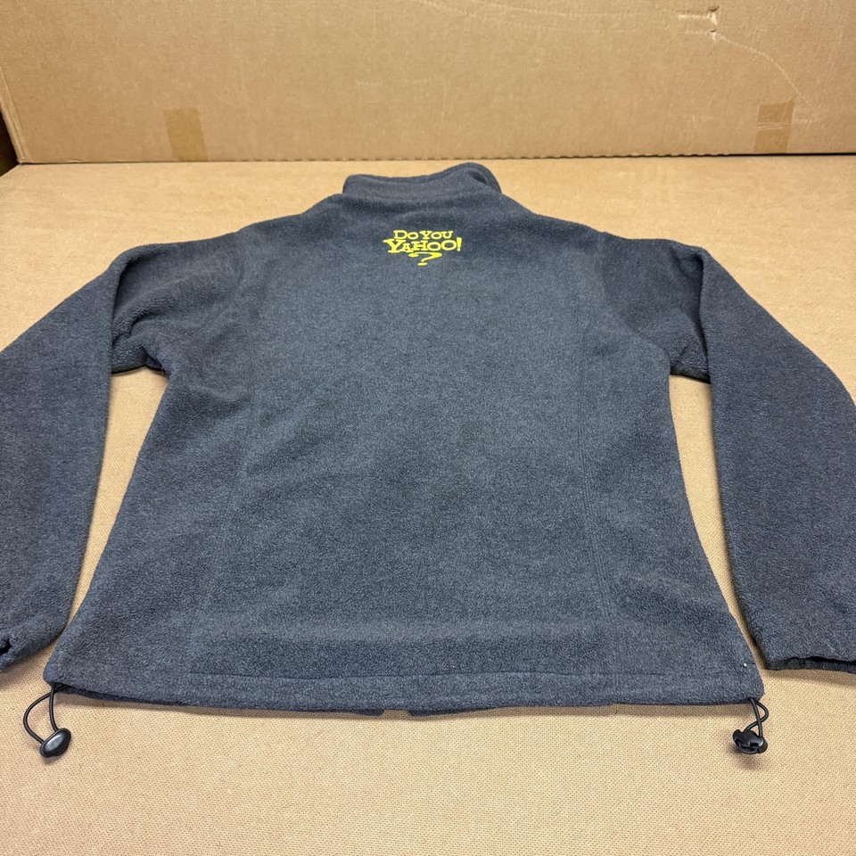 Vintage Yahoo Jacket Mens Small Gray Fleece Full Zip Do You Yahoo 2002 Promo | eBay