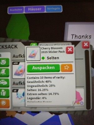 Roblox Adopt Me 10x Sticker Pack Cherry Blossom 2025 Sticker Packs ...