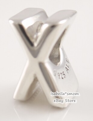 Authentic PANDORA Silver BLOCK LETTER X Birthday Charm/Bead 797478 NEW ...
