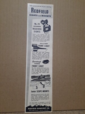 1954 Redfield Gunsight Co Ad 70 Micrometer, Sour dough Sight Junior ...