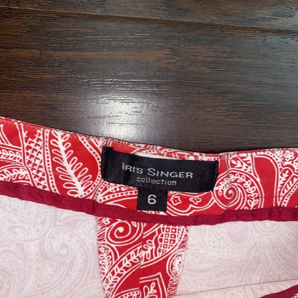 Iris Singer Collection Red White Paisley Stretch Capri Pant Sz 6 | eBay