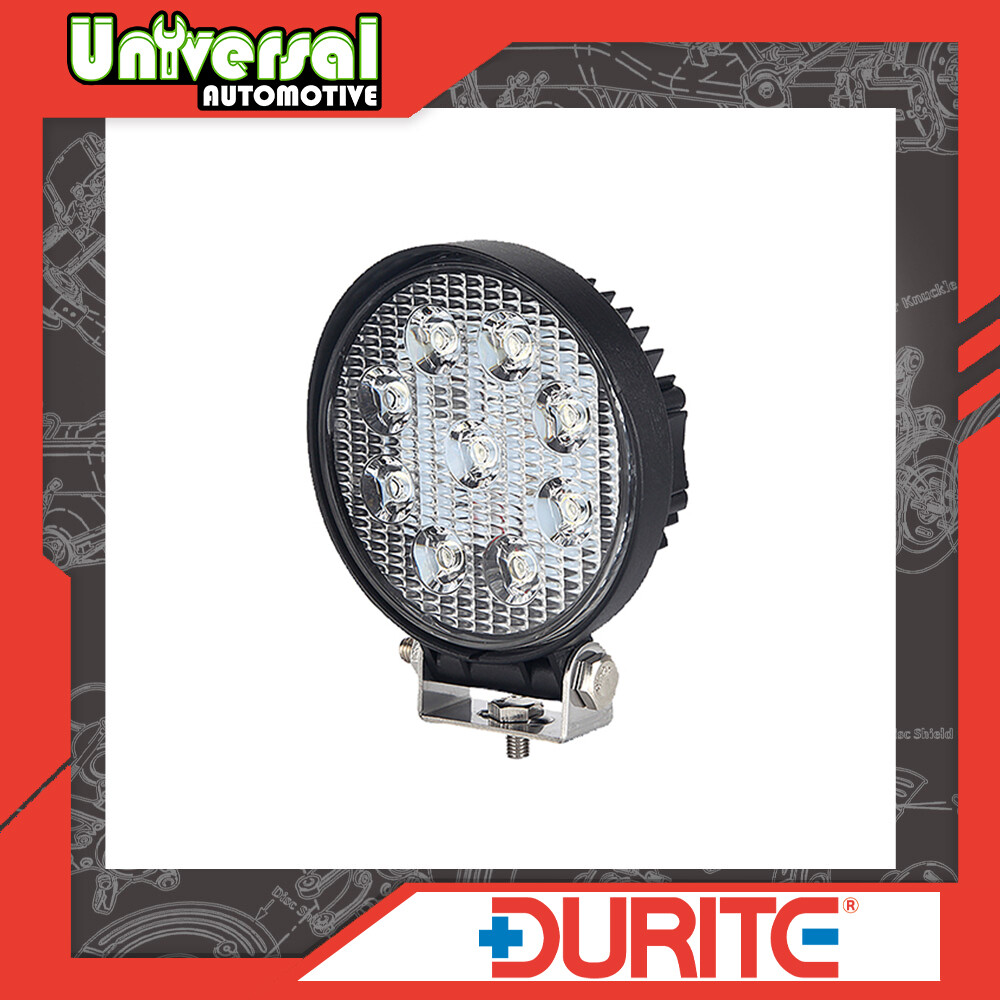 Durite 12 / 24 Volt 9 X 3w Round LED Work Flood Lamp Light 1700 Lumen 0 ...