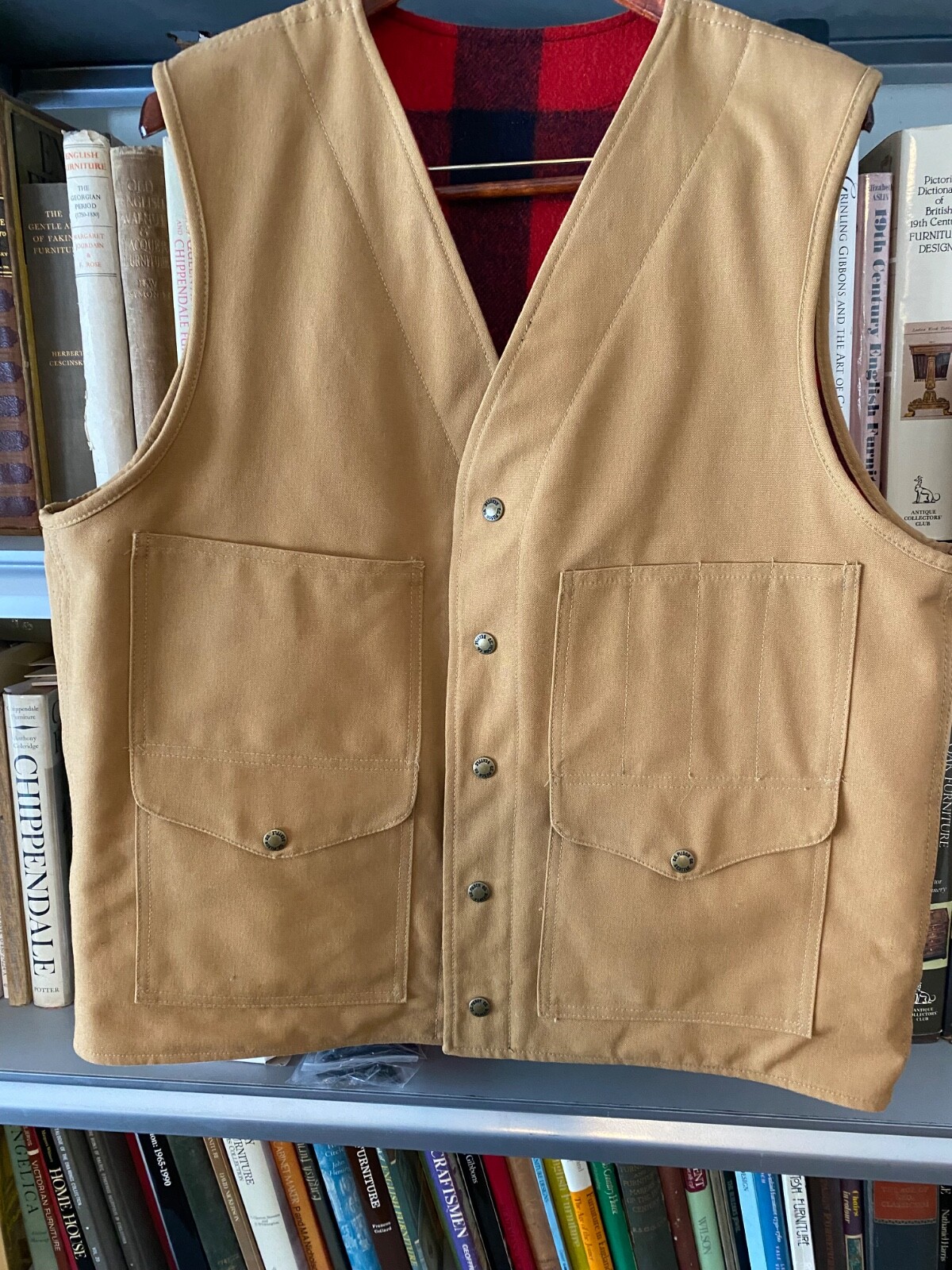 Filson Tin Cloth Cruiser Vest Large Mackinaw Wool Rev… - Gem