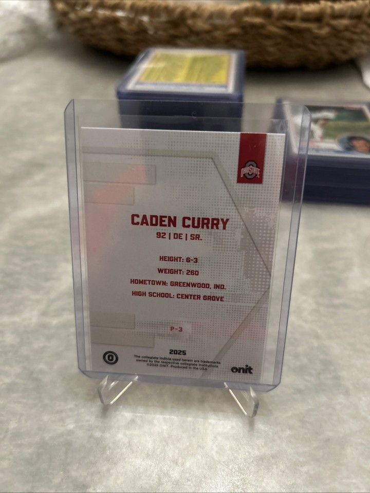 💥 2025 ONIT Caden Curry Teal Parallel Ohio State Buckeyes Football OSU ...