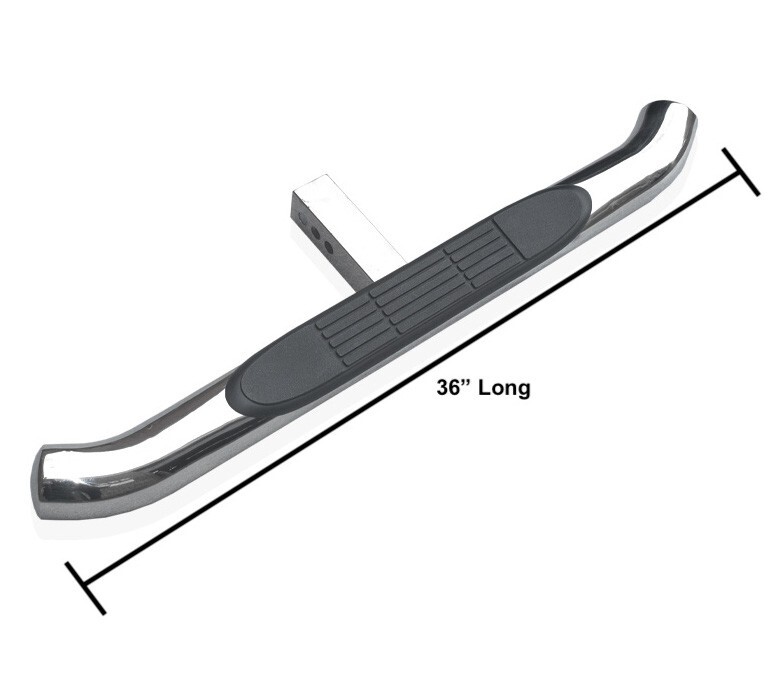 3" Round Rear Hitch Step Bar Bumper Guard Trailer Tow Mount For 2 ...