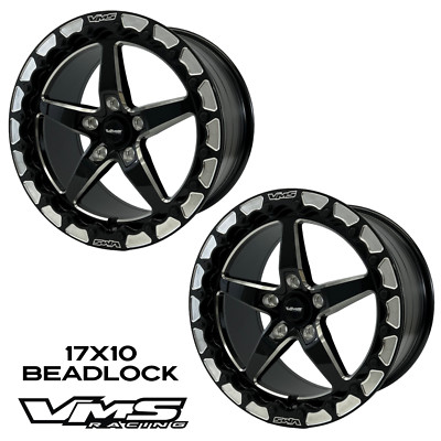 2 VMS RACING V-STAR BEADLOCK DRAG RACE WHEELS REAR 17X10 FOR 11-23 ...