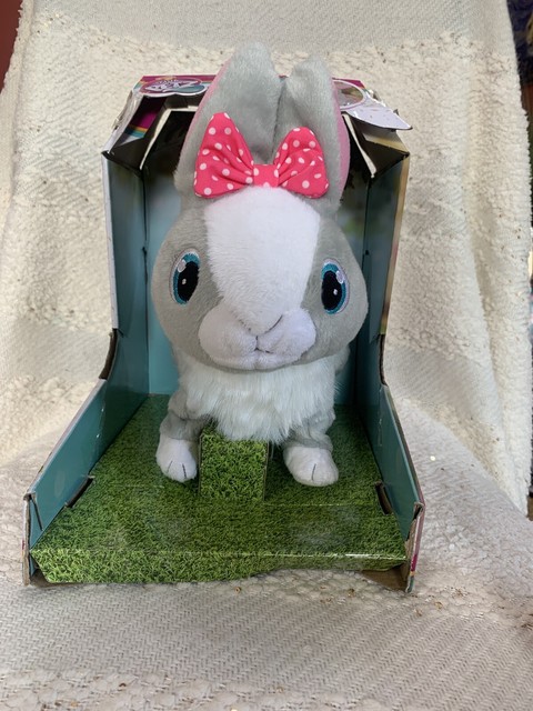 Betsy Club Petz Rabbit Interactive Bunny Hops and Moves Ears Gray White ...