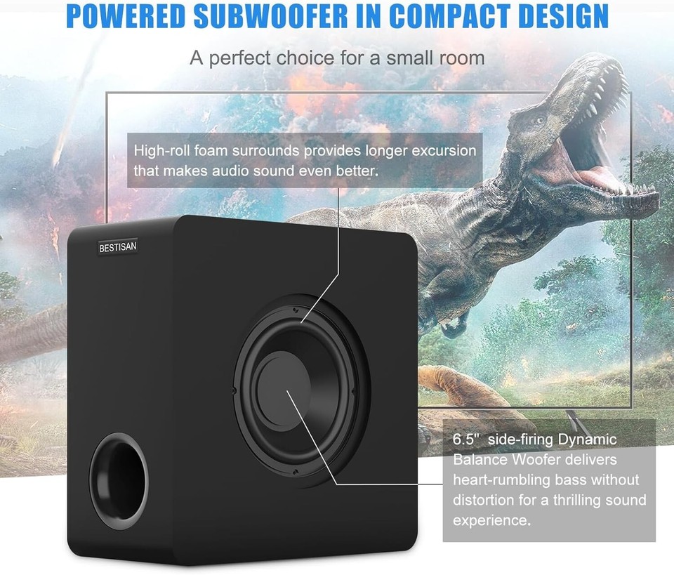 BESTISAN Powered 6.5’’ Home Audio Subwoofer, Deep Bass Response Subwoofers | eBay
