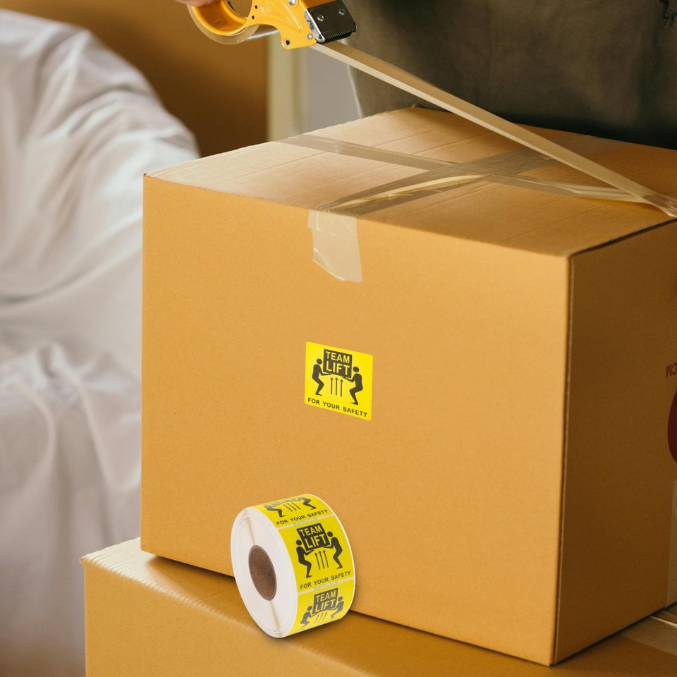 Heavy Warning Label Stickers Team Lift Labels Shipping & Handling ...