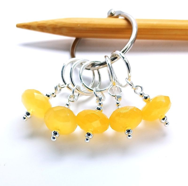 MikieLou Stitch Markers Premium Faceted Honey Gold Glass Disks Knitting ...