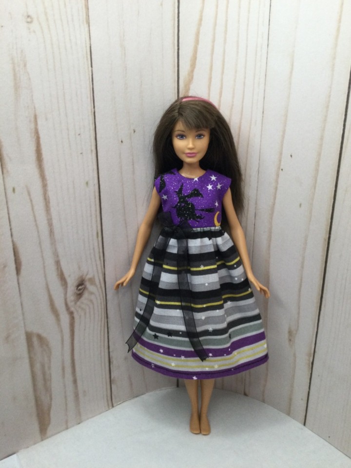 Handmade Doll Clothes fits Petite Barbie SKIPPER Halloween Witch Dress ...