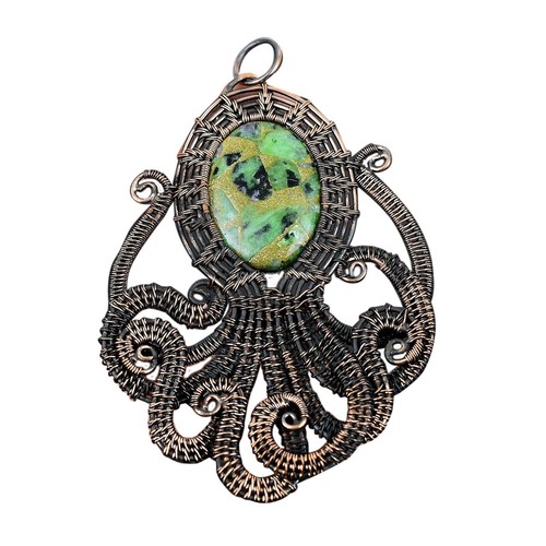 Natural Copper Ruby Zoisite Copper Octopus Wedding Handcrafted Pendant ...