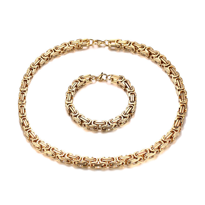 Mens Stainless Steel 4/5/6/8mm Byzantine Box King Chain Necklace ...